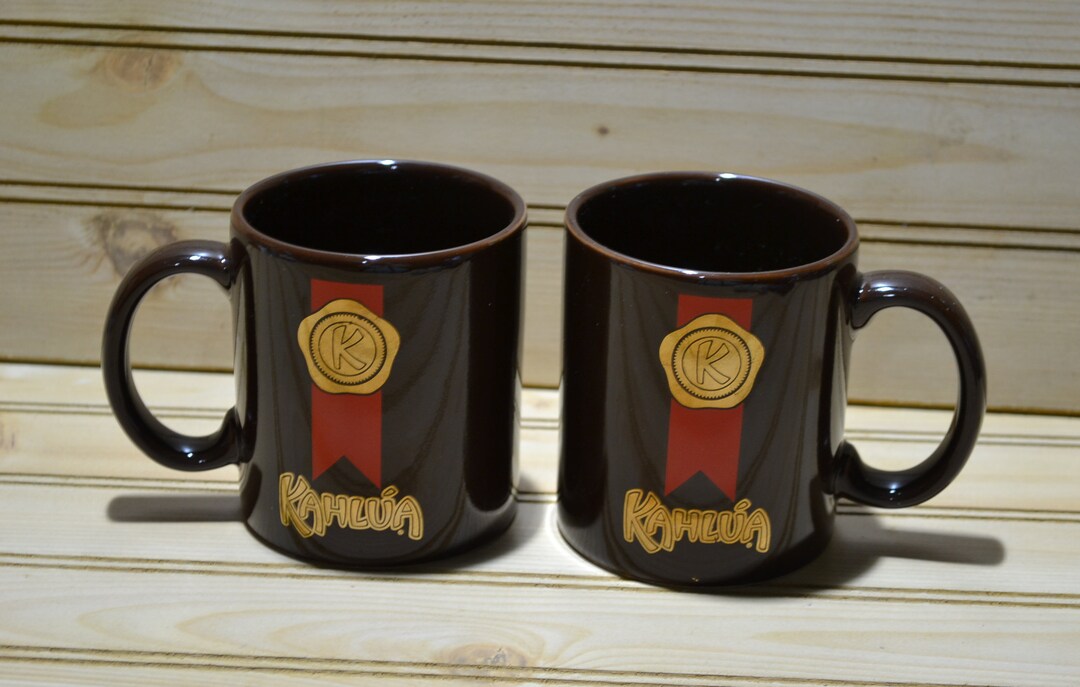 Kahlua Coffee Mug Brown Gold Lettering Seal Red Ribbon Japan Sticker ...