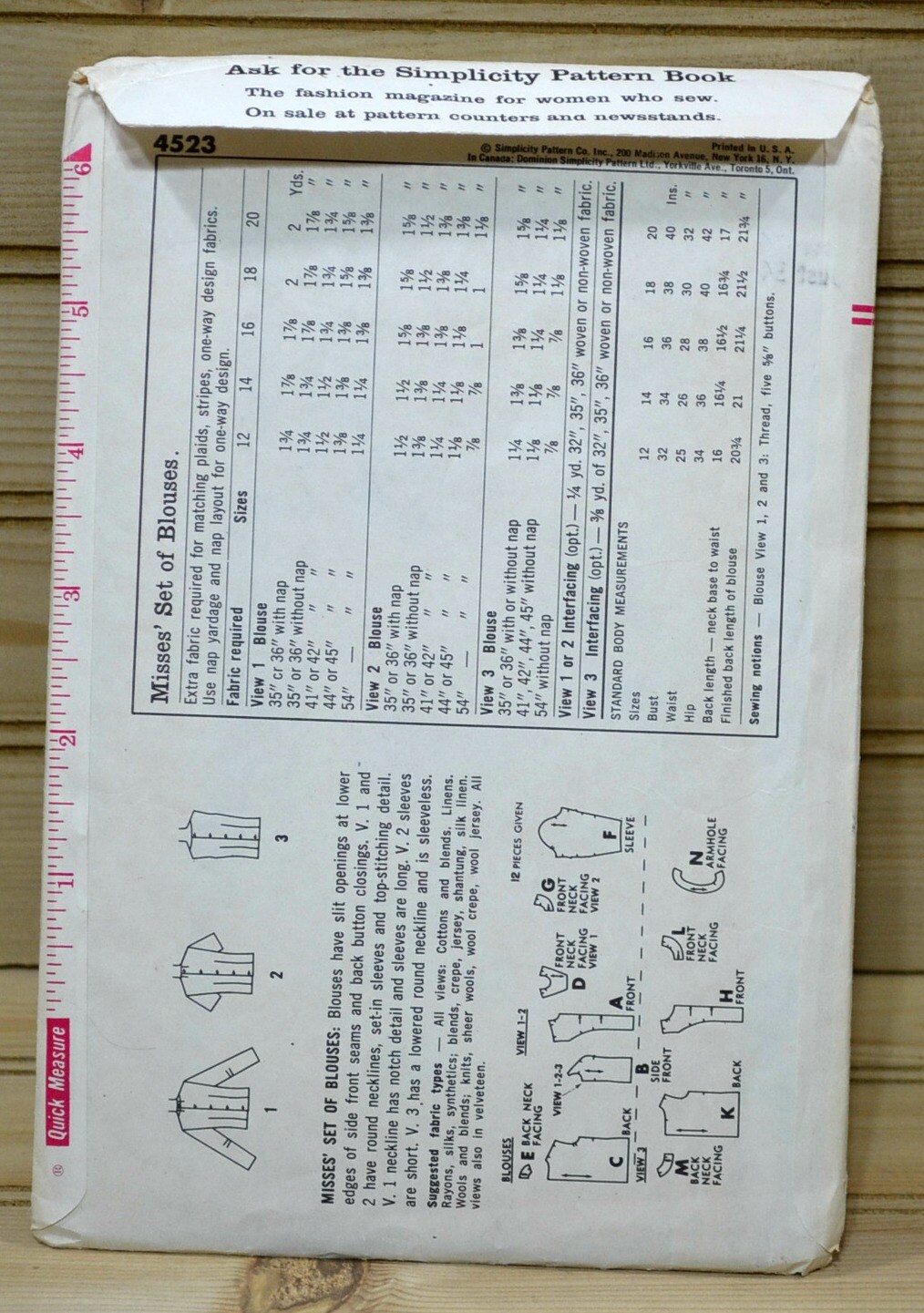 Vintage Misses Blouses Pattern Simplicity 4523 1960s Size 14 - Etsy