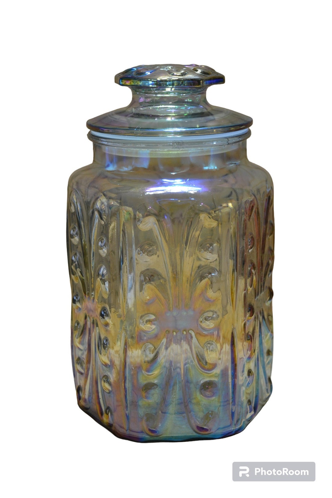 Vintage Iridescent Canister Jar Kitchen Storage - Etsy