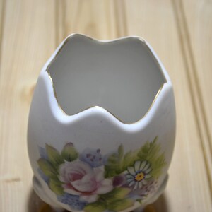 Vintage Mid Century Lefton China Footed Egg Floral Rose Design Gold ...