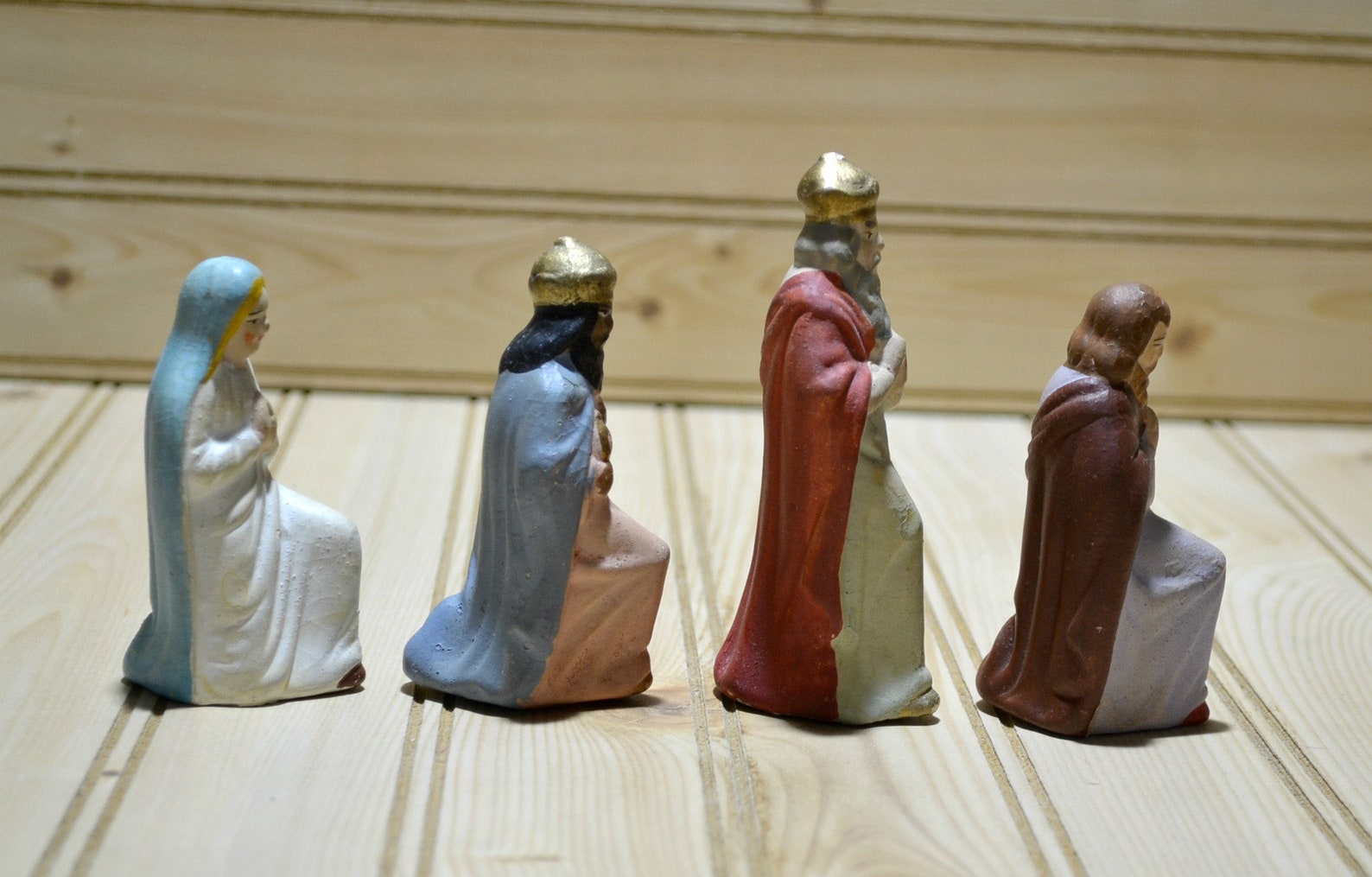 Vintage Paper Mache Nativity Figures Christmas Decoration Holiday Decor ...