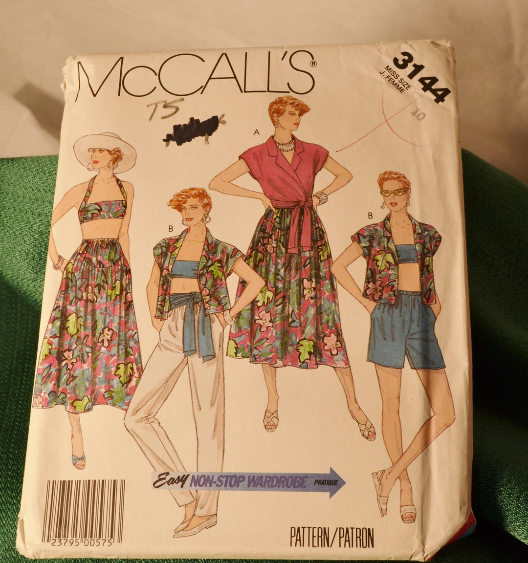 Vintage Mccall Misses' Shirt, Bra, Skirt, Pants, Shorts & Sash Pattern ...