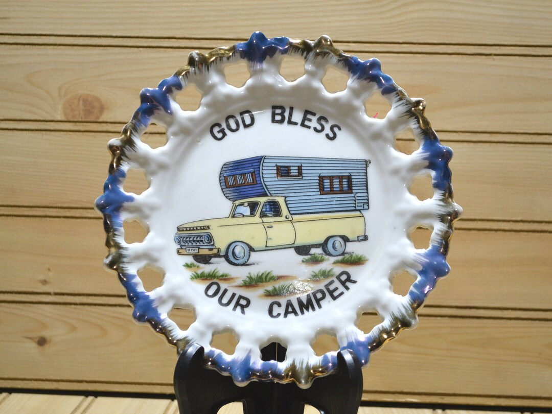 Vintage Trailer Camper Decorative Plate God Bless Our Camper - Etsy