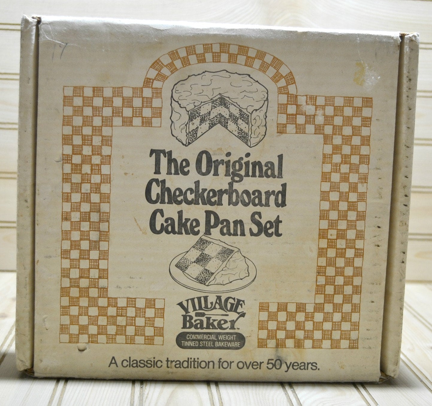 Vintage Checkerboard Cake Pan Set Commercial Weight Tinned Steel ...