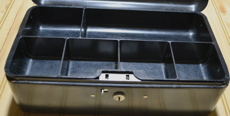 Vintage Metal Money Cash Storage Box Industrial Black Lit-Ning | Etsy