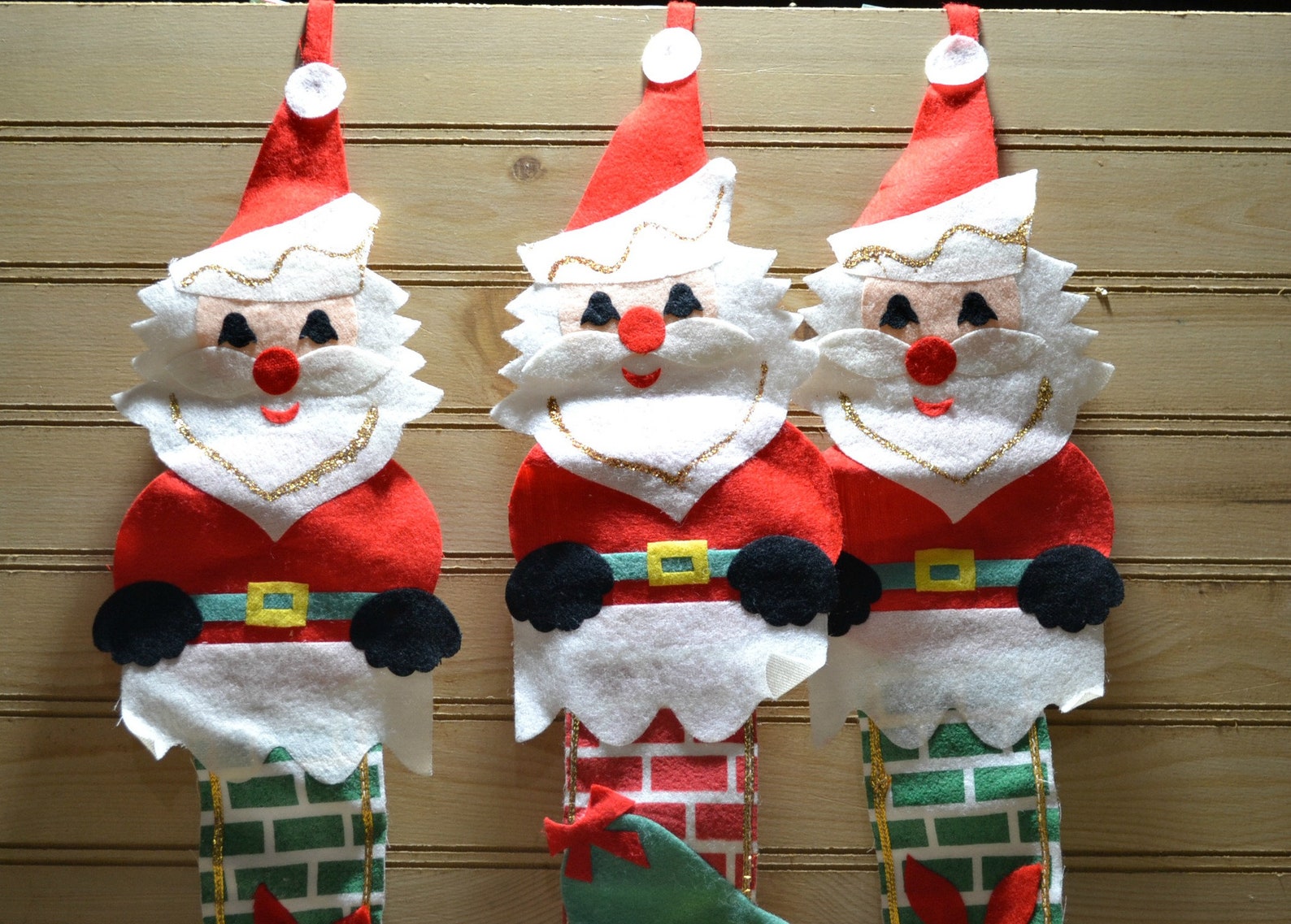 Vintage Felt Santa Door Ringer Hanger Jingle Bells Christmas Decoration ...