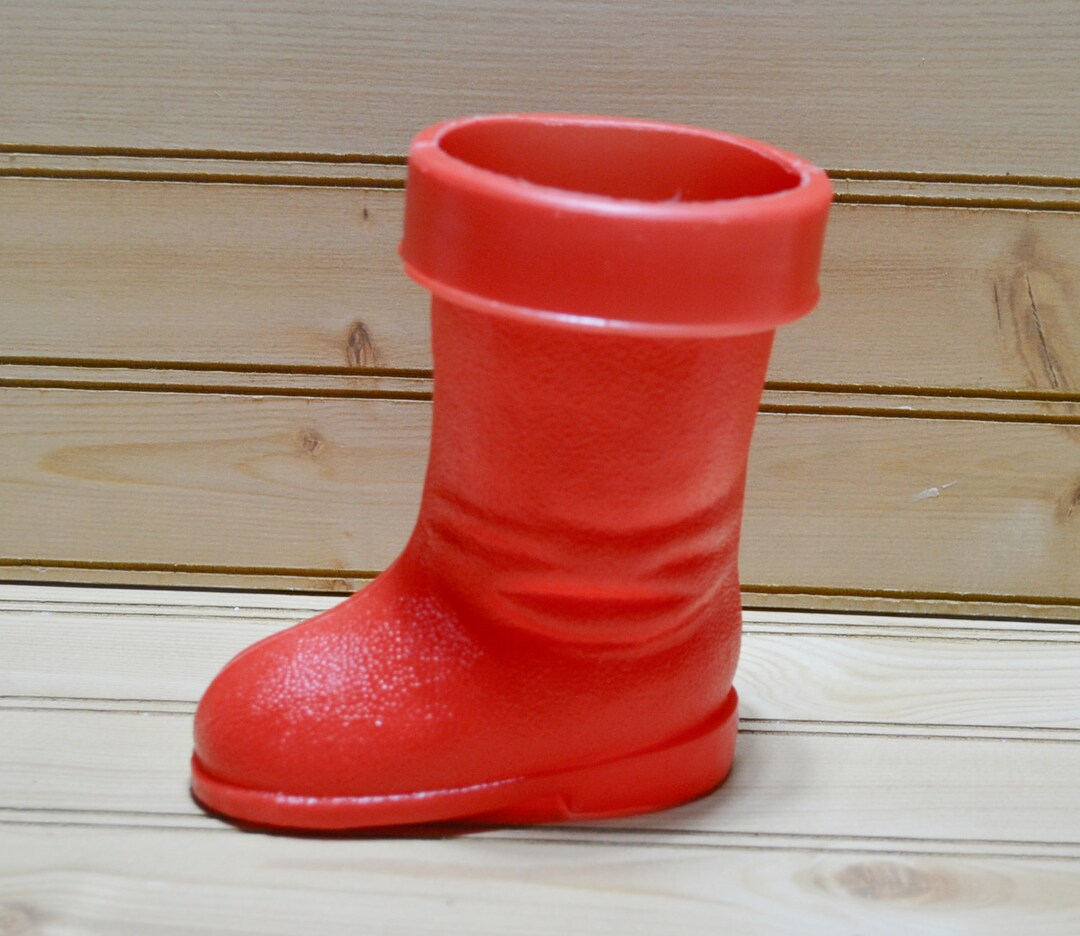 Vintage Molded Red Plastic Santa Boot Christmas Decoration Collectible ...