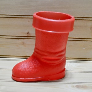 Vintage Molded Red Plastic Santa Boot Christmas Decoration Collectible ...