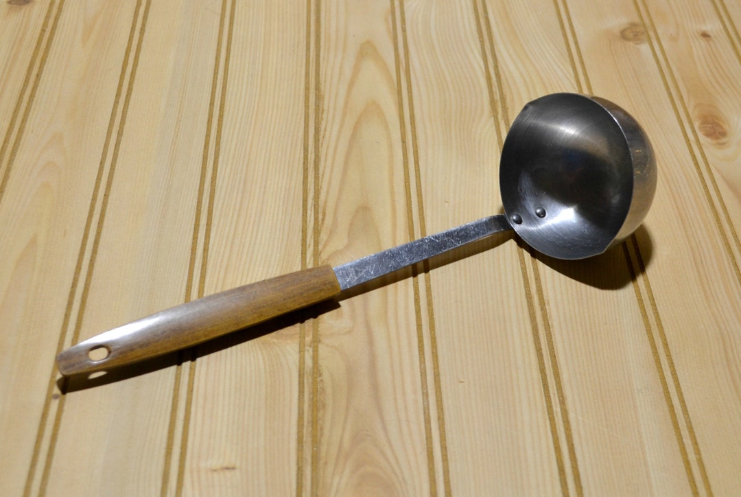 Vintage Cooking Soup Ladle Stainless Steel Japan Plastic Faux Wood ...
