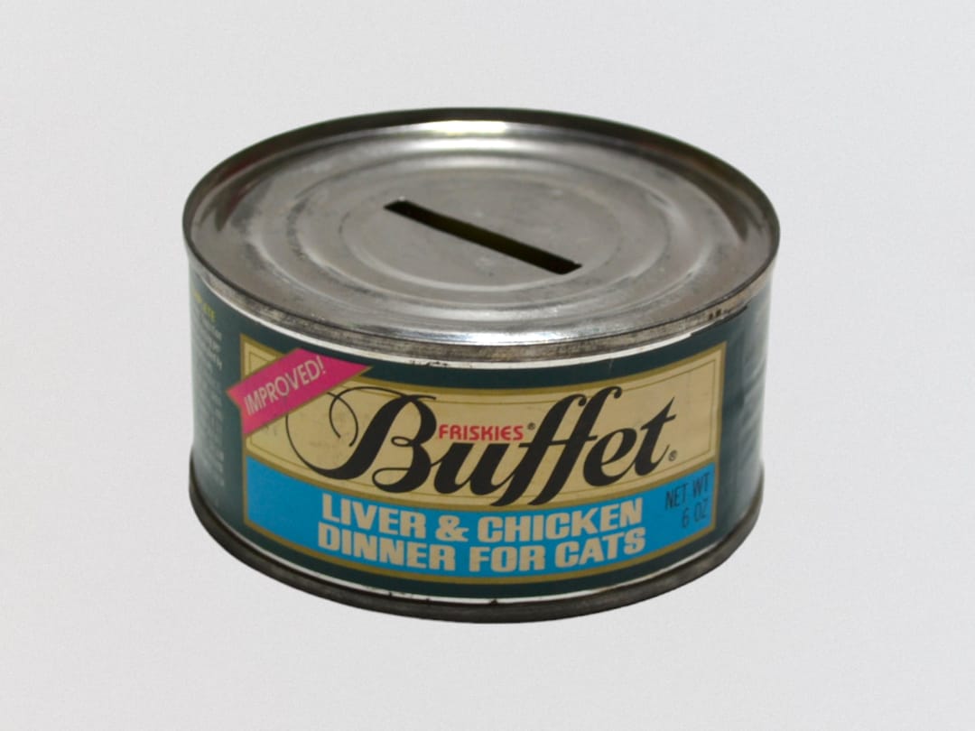 Vintage Rare Friskies Buffet Cat Food Tin Can Bank Collectible - Etsy
