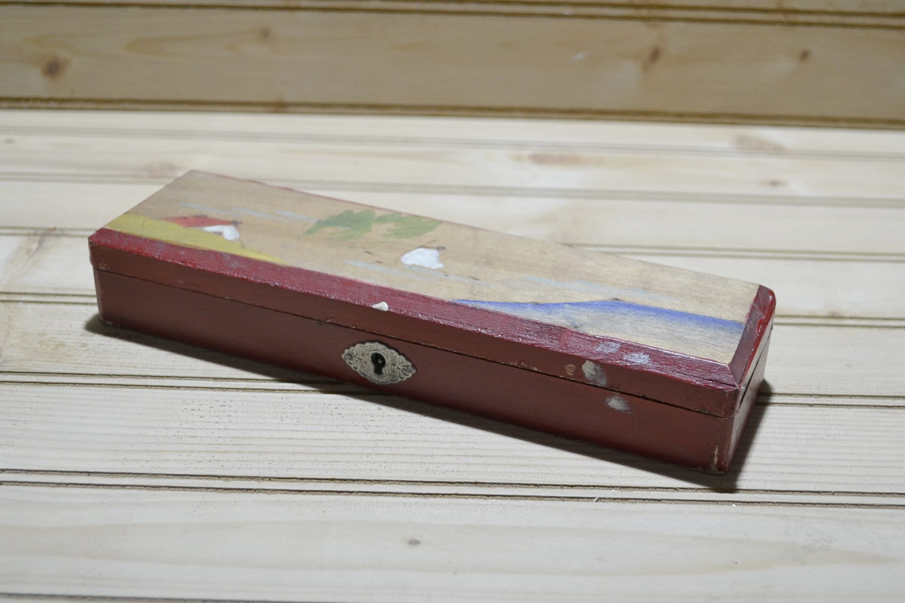 Vintage Wooden Pencil Box