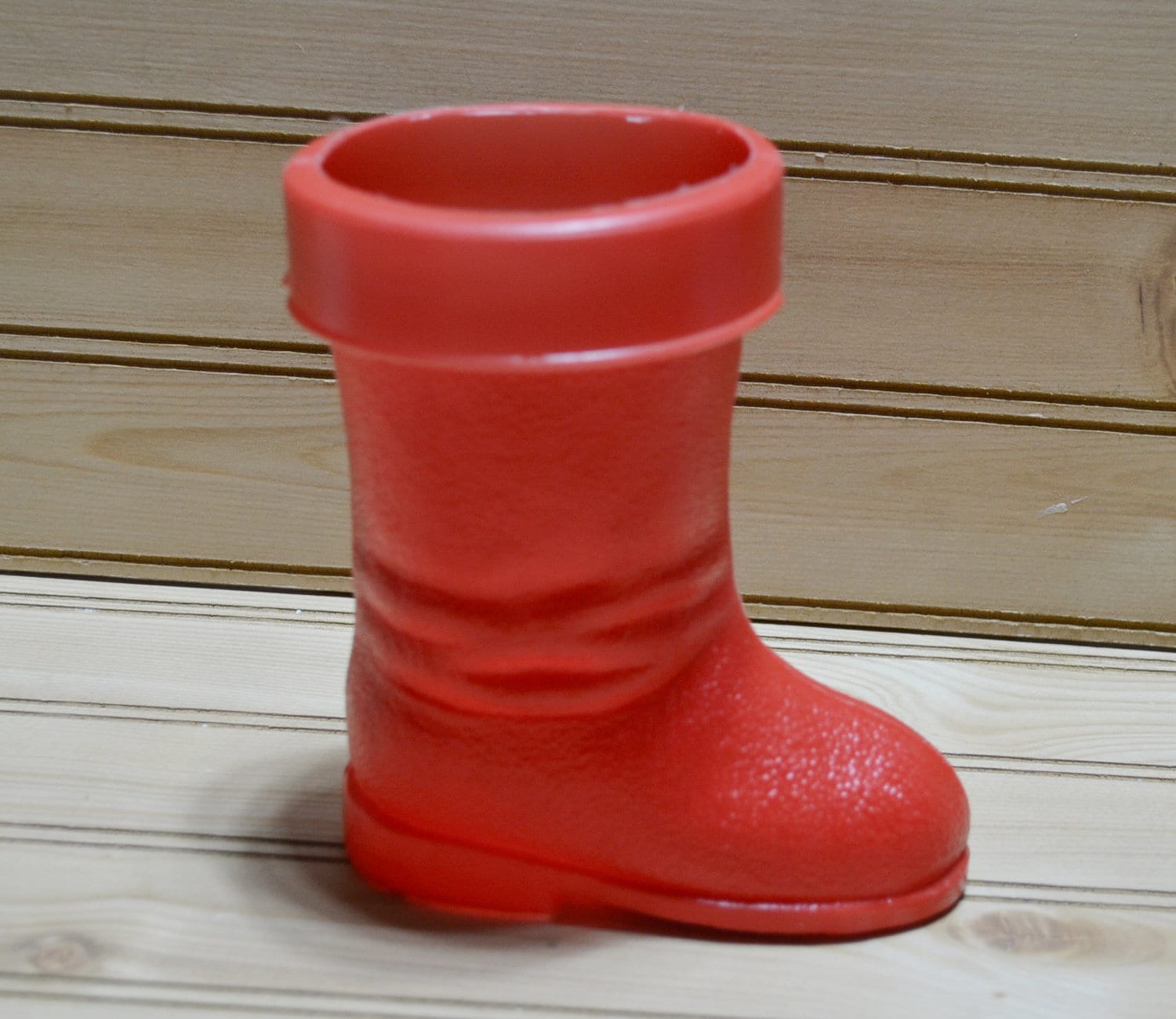 Vintage Molded Red Plastic Santa Boot Christmas Decoration Collectible ...
