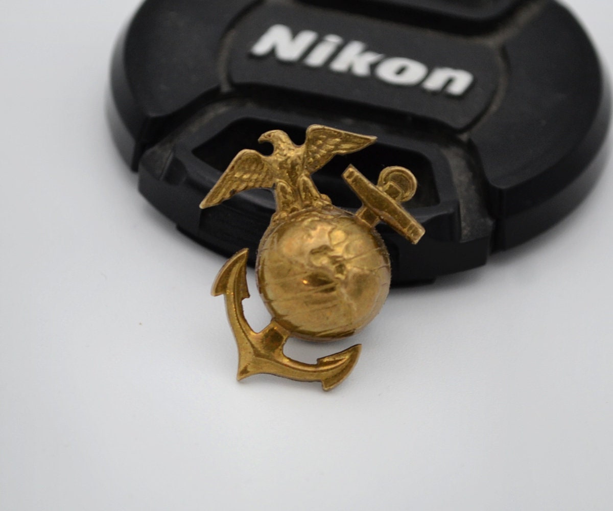 Vintage USMC Marine Corps Military Dress Left Side Collar Pin Eagle ...