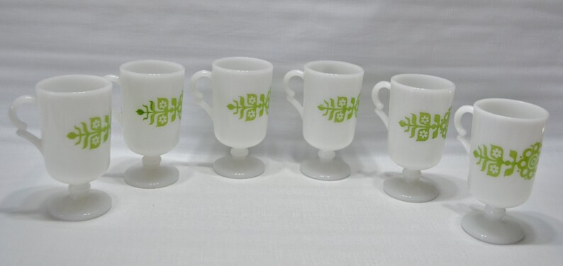 Vintage White Milk Glass Pedestal Coffee Tea Punch Mugs Cups - Etsy