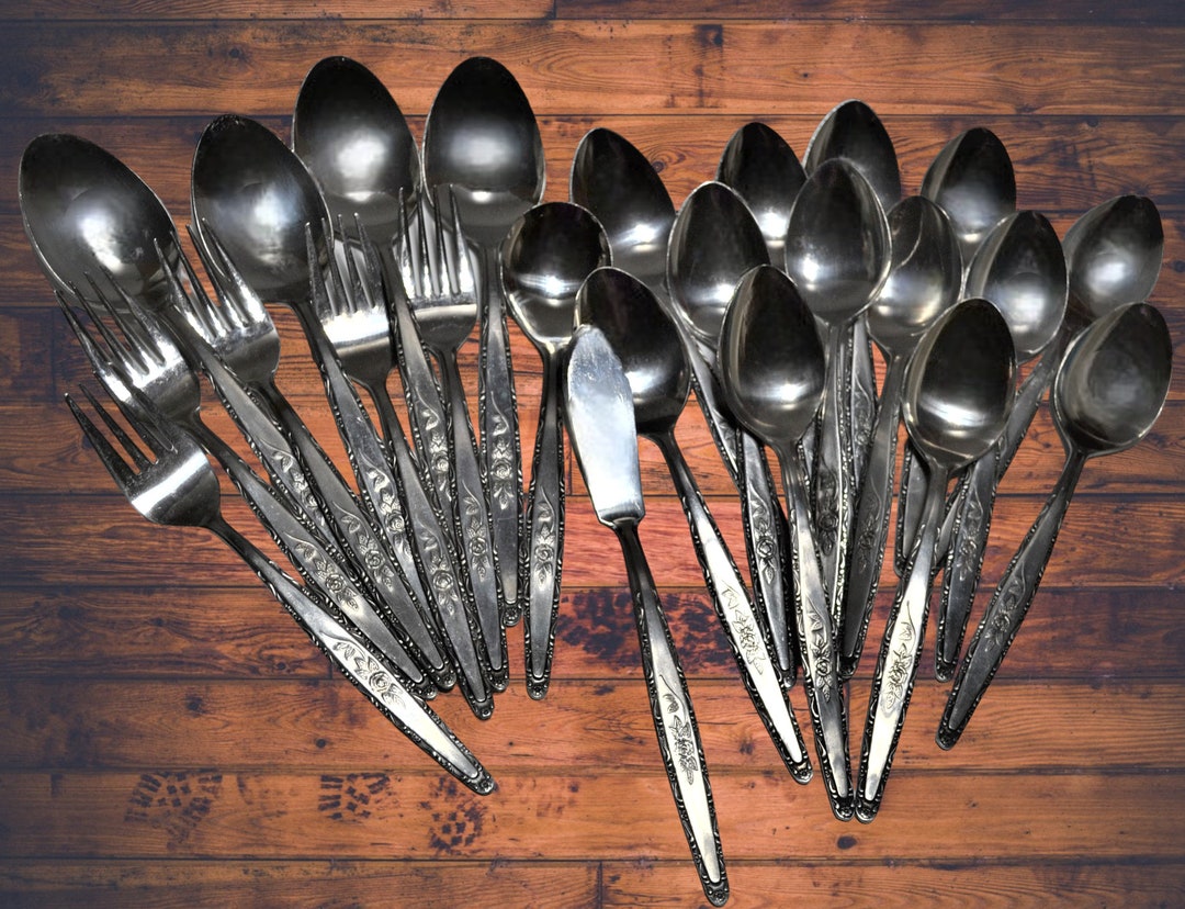 Stylecraft Flatware SYF2 Stainless Steel Japan Rose - Mix Set of 24 ...