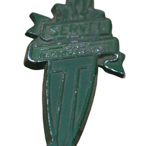 Vintage Gas Refrigerator Emblem Green Metal Old Servel Advertisement ...