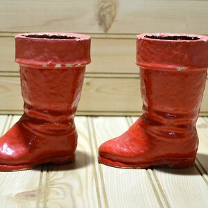 Vintage Paper Mache Red Santa Boots Collectible Mid Century Composition ...
