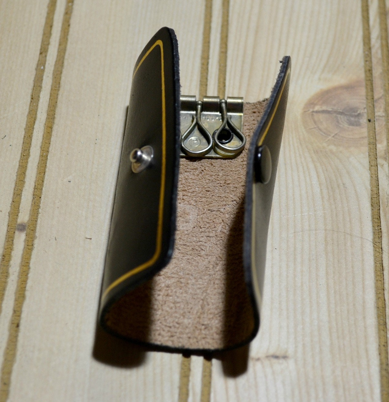 Vintage Leather Key Holder Case Black Gold Dealership Promo - Etsy