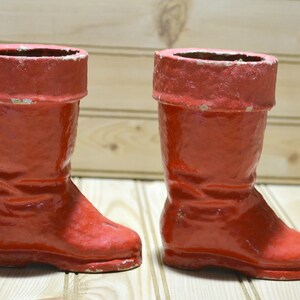 Vintage Paper Mache Red Santa Boots Collectible Mid Century Composition ...