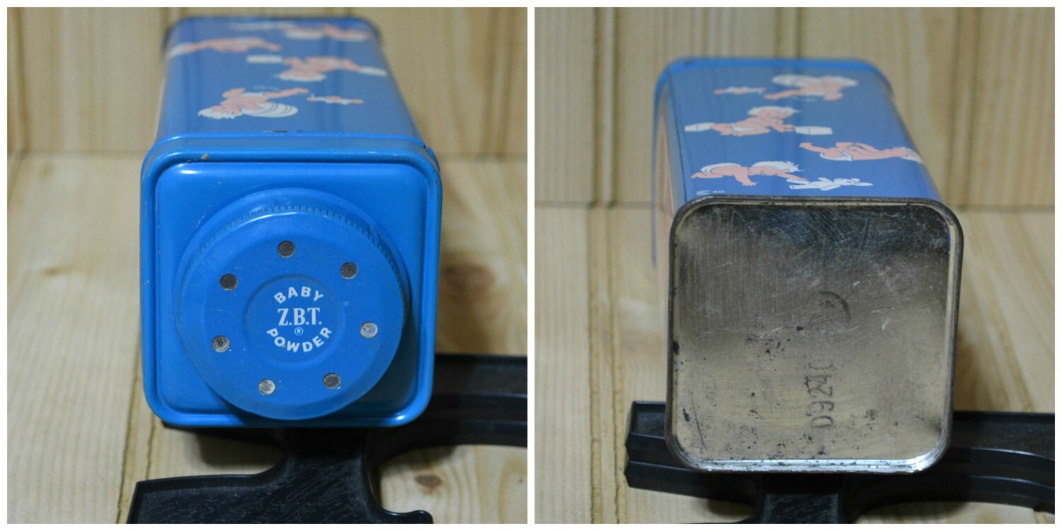 Vintage Z.B.T. Baby Powder Metal Can Blue Pink 10 Oz Nursery - Etsy