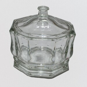 Vintage Clear Glass Octagon Covered Candy Box Dish Concord Pattern ...