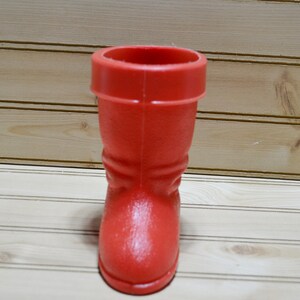 Vintage Molded Red Plastic Santa Boot Christmas Decoration Collectible ...
