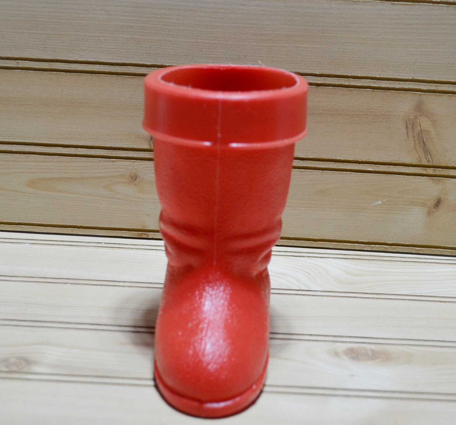 Vintage Molded Red Plastic Santa Boot Christmas Decoration Collectible ...