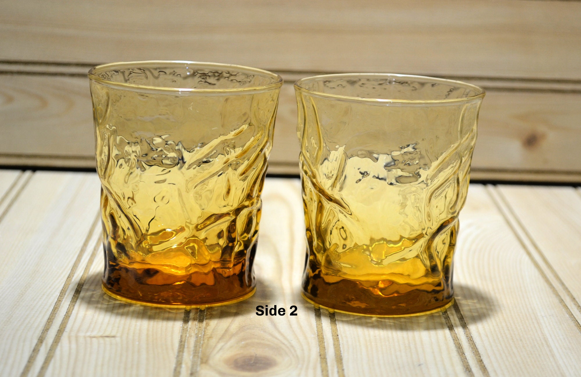 Vintage Amber Yellow Textured Rock Glasses Barware Finger - Etsy
