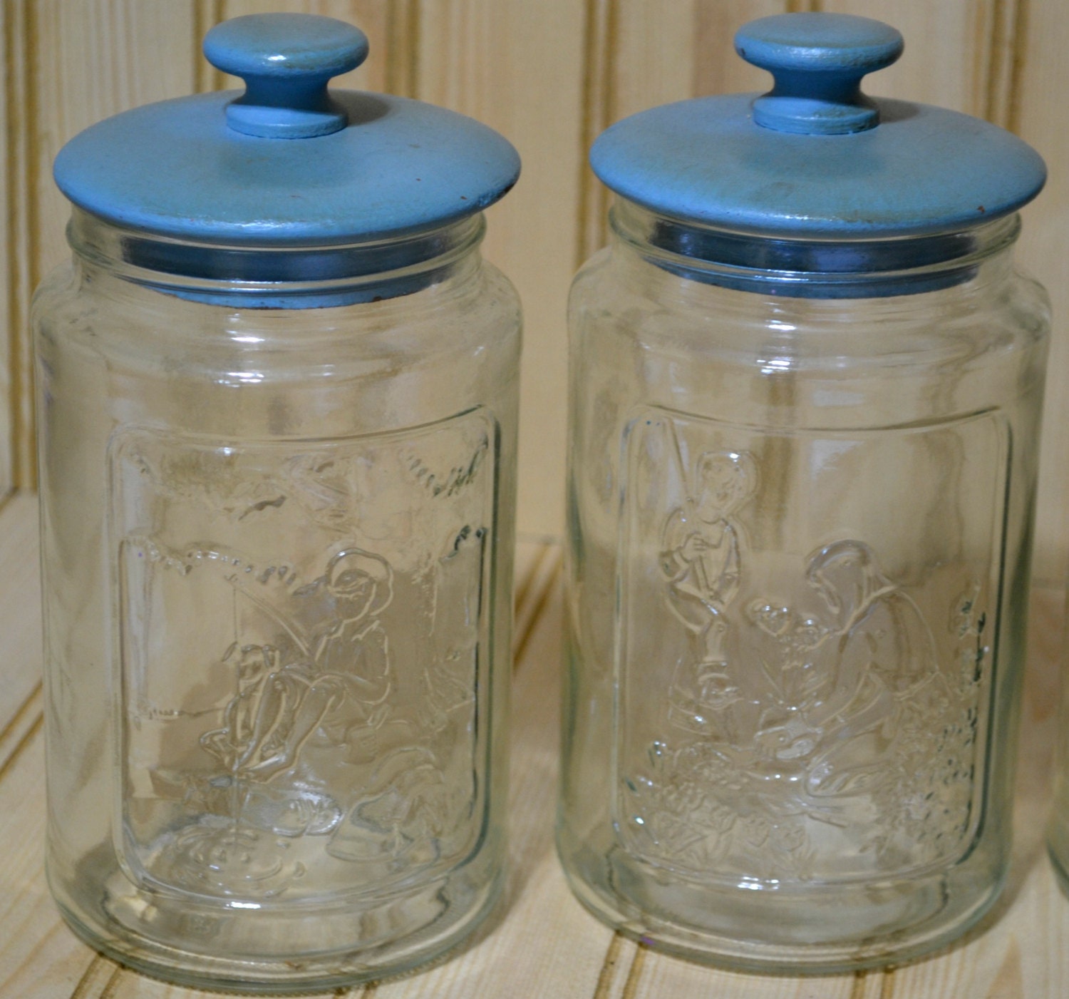 Vintage Anchor Hocking Glass Tang Jar 1970s With Wooden Lids Canister ...