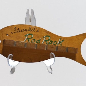 Vintage Wooden Fish Shaped Rod Holder Wall Hanging Rod Rack Stuenkel's ...