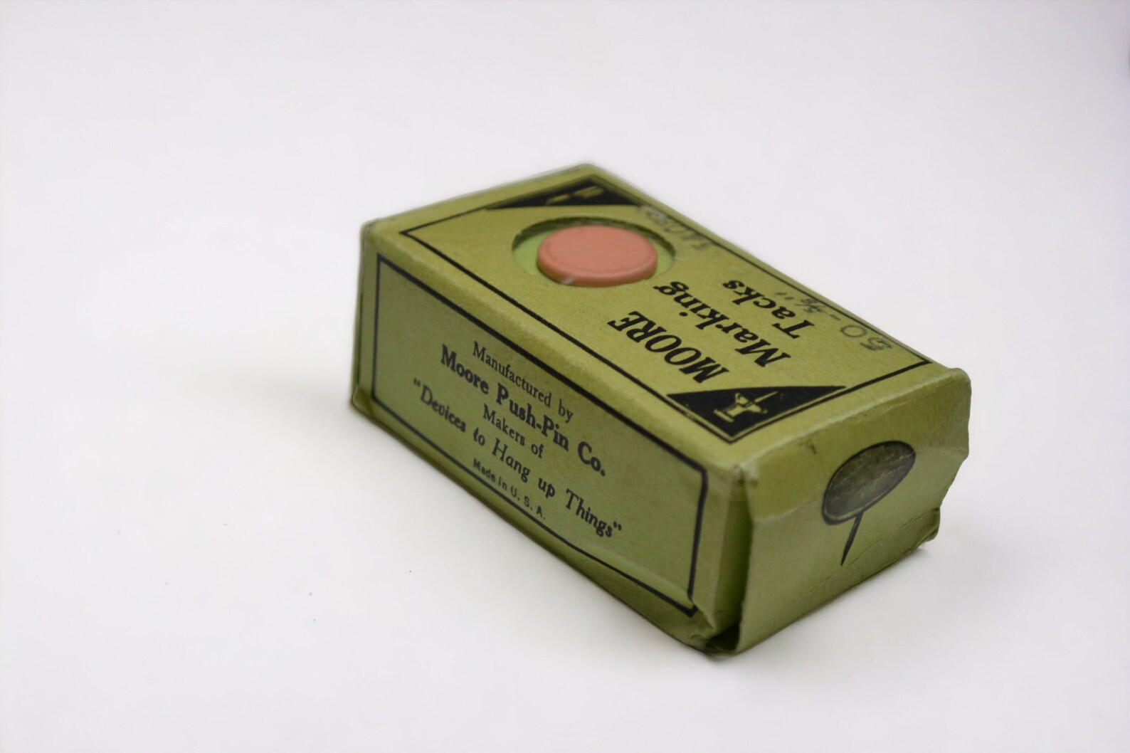 Vintage Celluloid Covered Thumbtacks Tops Write on Wipe off MOORE ...