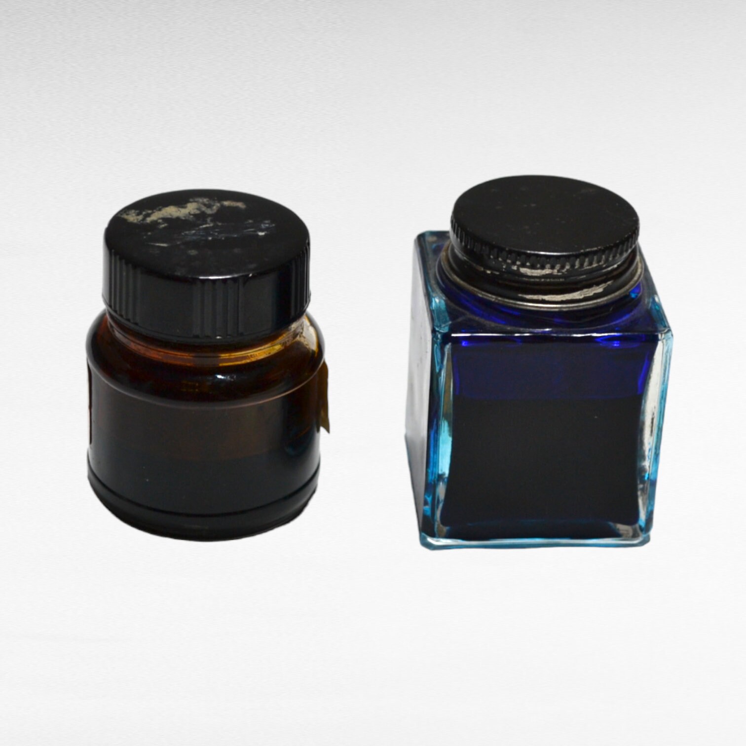 Vintage Stamp Pad Ink Glass Bottle Carter's Blue Square Bottle Sanford ...