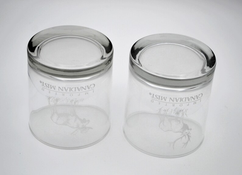 Vintage Imported Canadian Mist Etched Wildlife Moose Elk Bar Glass Rock ...