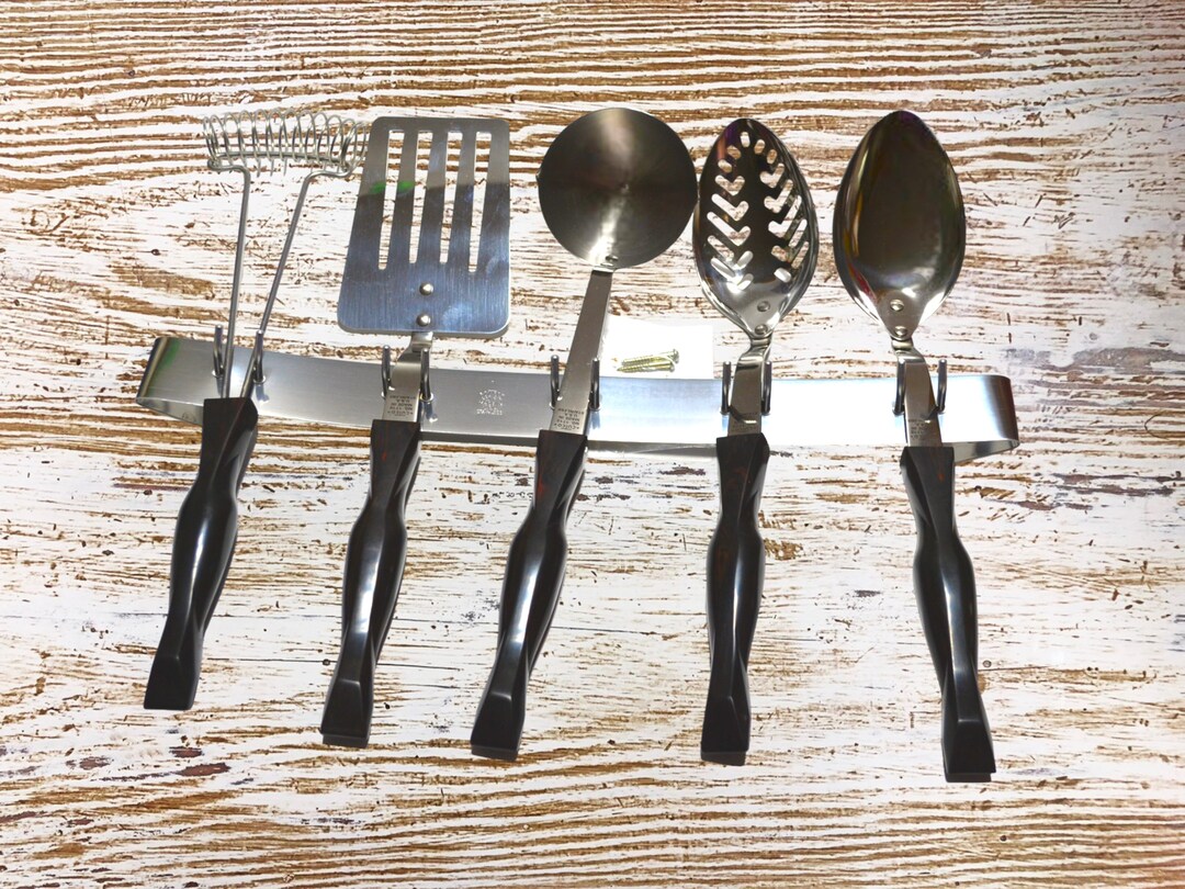 Vintage 5 Piece Cutco Cooking Utensil Hanging Rack Whisk Ladle Slotted ...