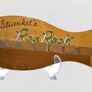 Vintage Wooden Fish Shaped Rod Holder Wall Hanging Rod Rack Stuenkel's ...