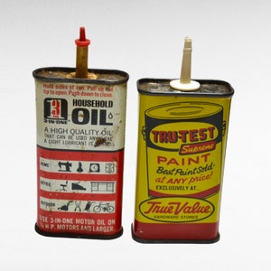 Vintage Household Oil Cans Advertising Tru-test 3 in One Display Cans ...