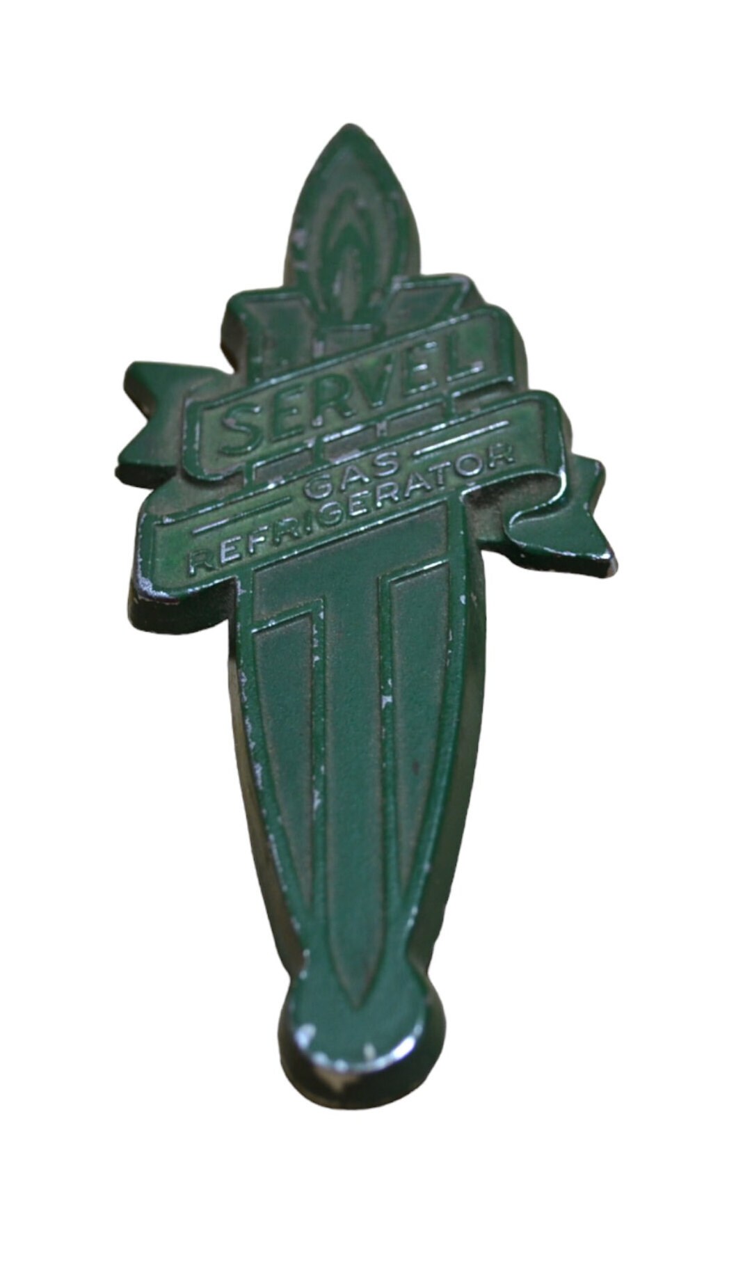 Vintage Gas Refrigerator Emblem Green Metal Old Servel Advertisement ...