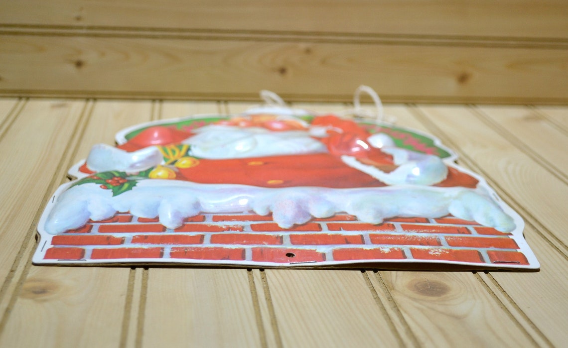 Vintage 3D Molded Plastic Santa Claus Wall Hanging Decor Christmas ...