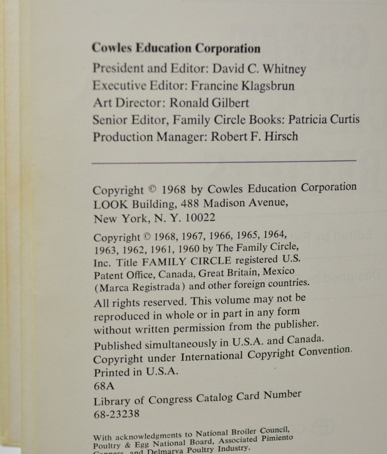 Vintage Cookbook 1960s Family Circle Great Chicken Recipes Hardback - Etsy