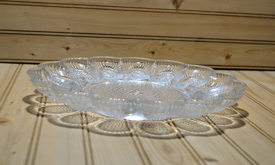 Vintage Clear Glass Deviled Egg Plate Made in USA 1980s - Etsy