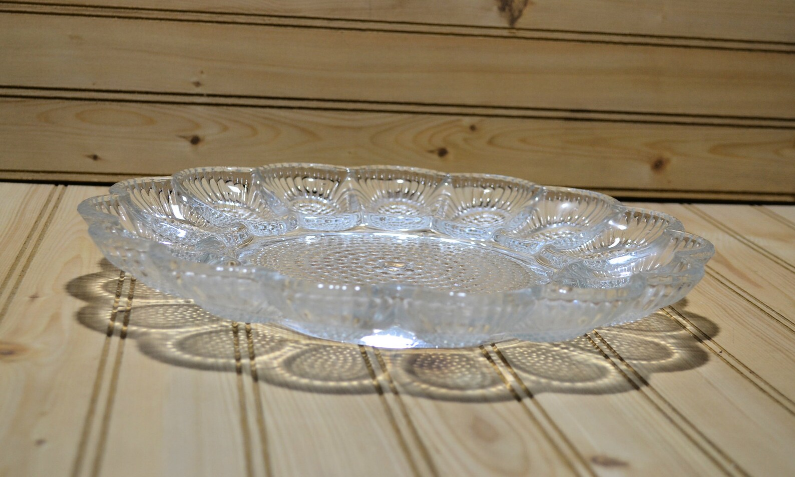 Vintage Clear Glass Deviled Egg Plate Made in USA 1980s Indiana Glass ...
