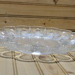 Vintage Clear Glass Deviled Egg Plate Made in USA 1980s Indiana Glass ...