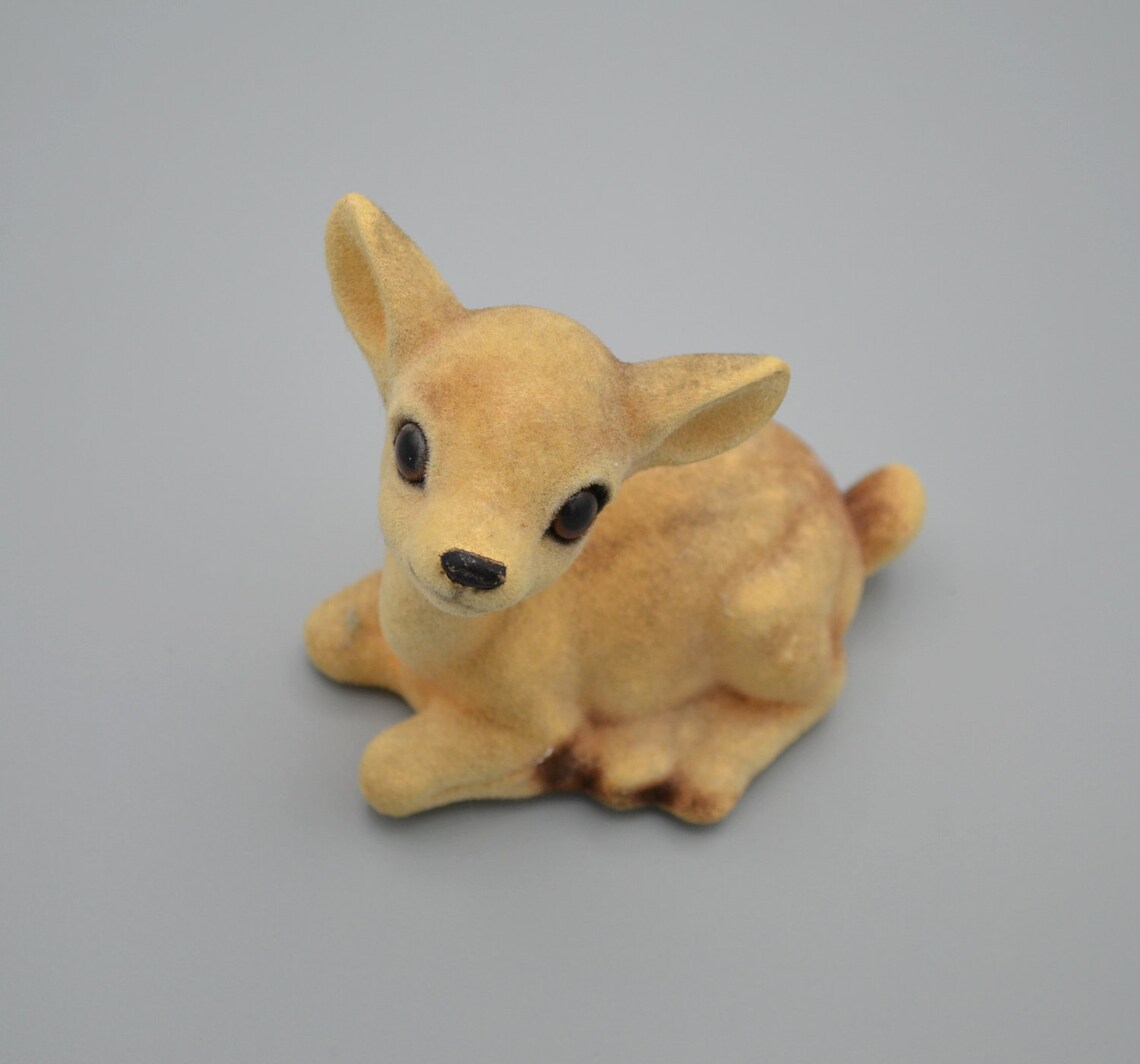 Vintage Flocked Fuzzy Deer Figure Laying Fawn Made in Japan - Etsy