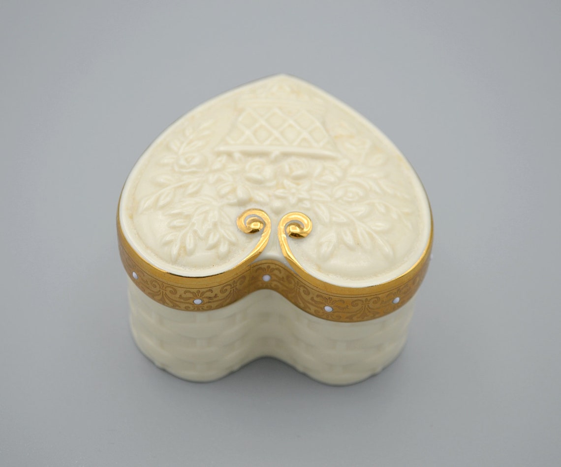 Vintage Lenox Heirloom Heart Box Ivory Gold Trim Enamel - Etsy