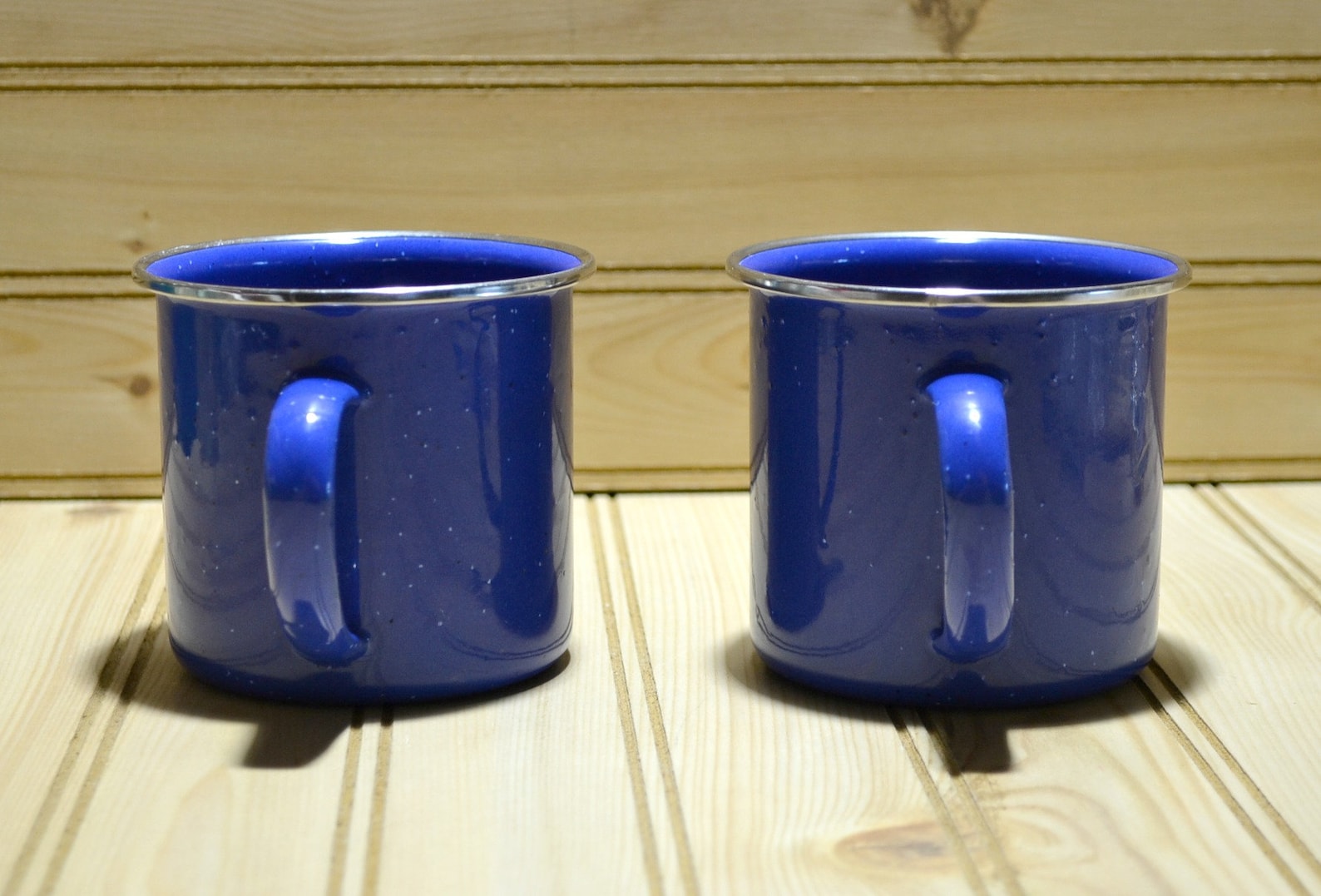 Vintage Blue Speckled Enamel Coffee Mugs Granite Enamelware Rustic ...