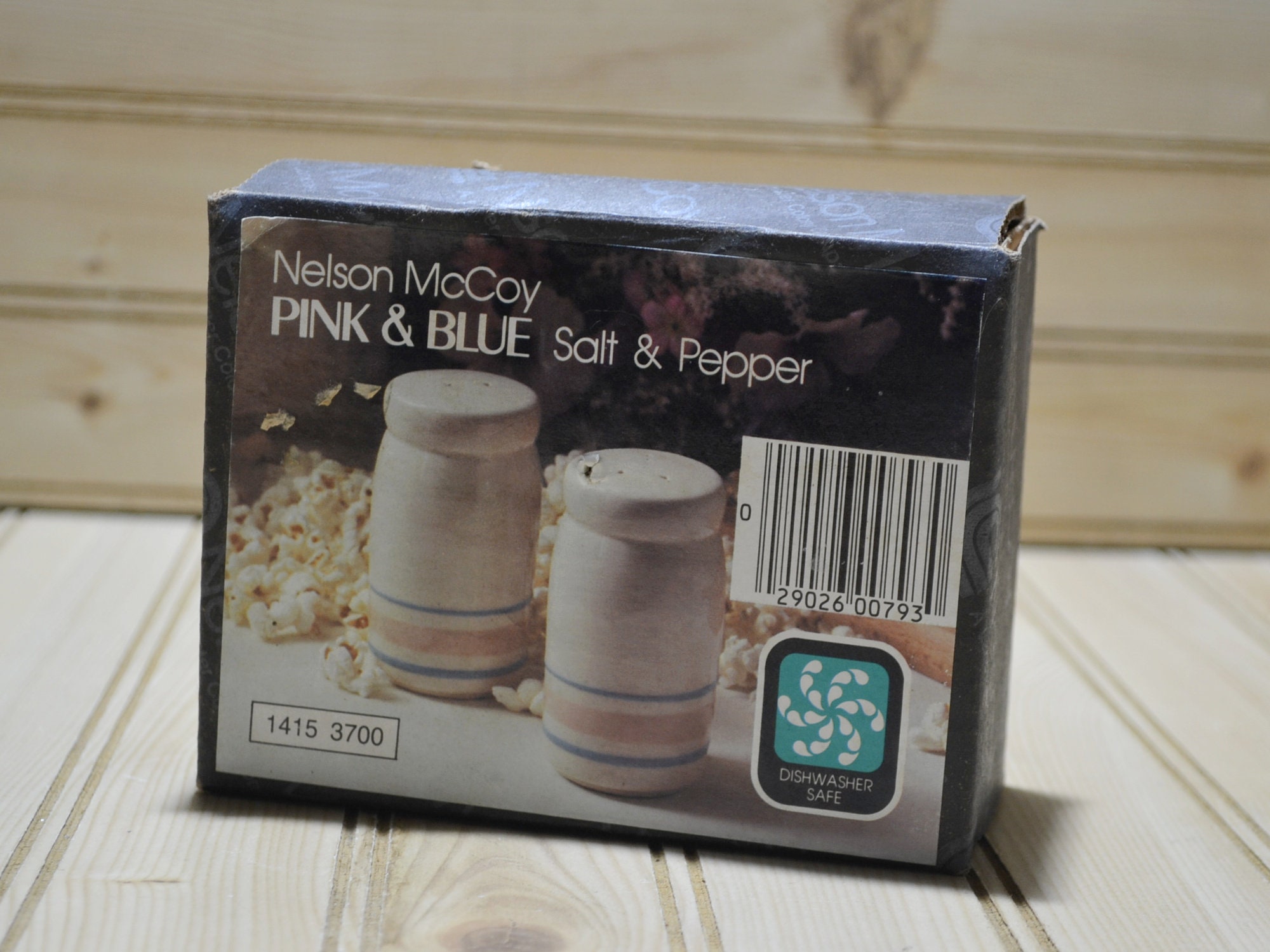 Vintage Nelson Mccoy Pink Blue Stripes Salt & Pepper Shakers Stonecraft ...