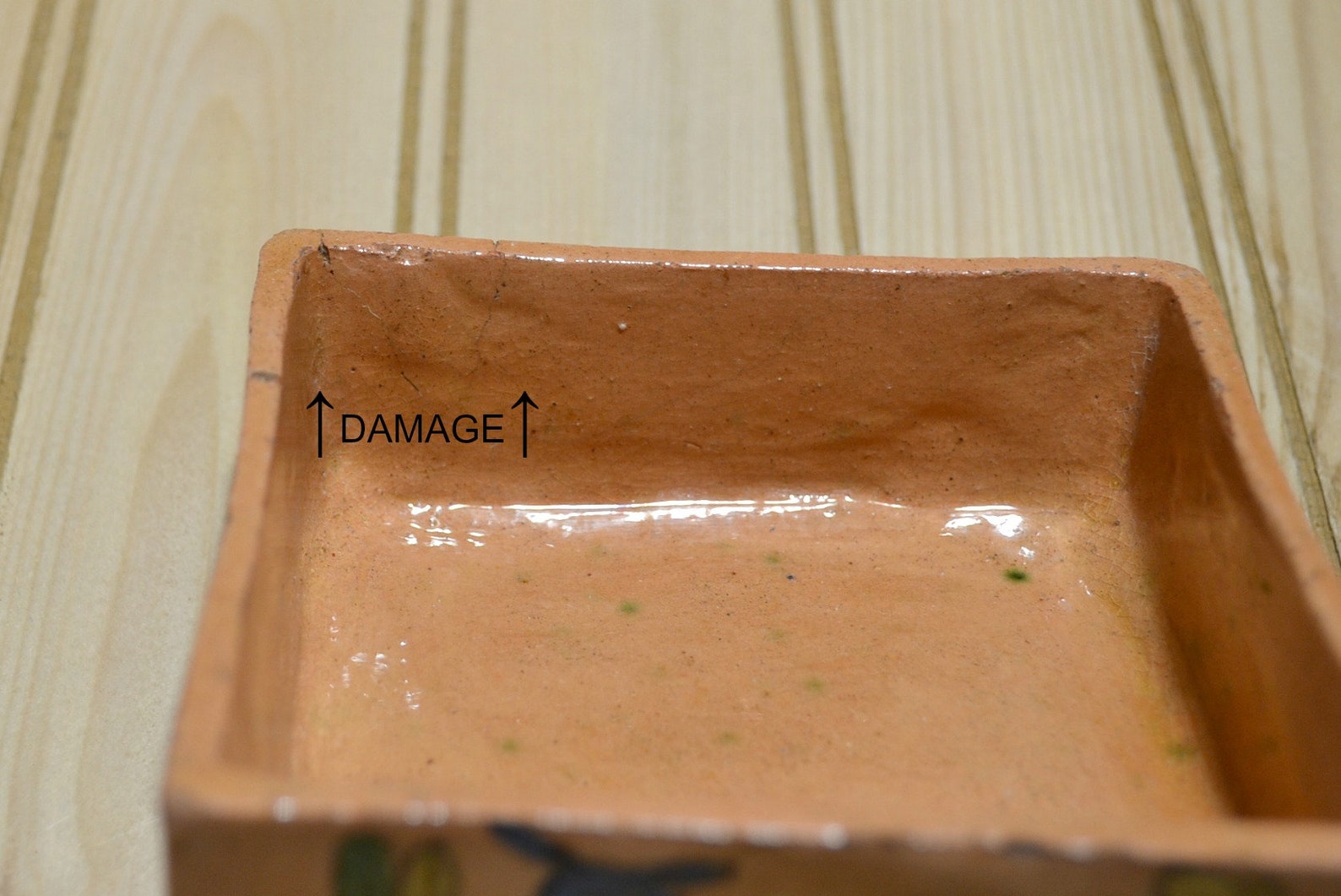 Vintage Glazed Red Clay Decorative Painted Square Trinket | Etsy