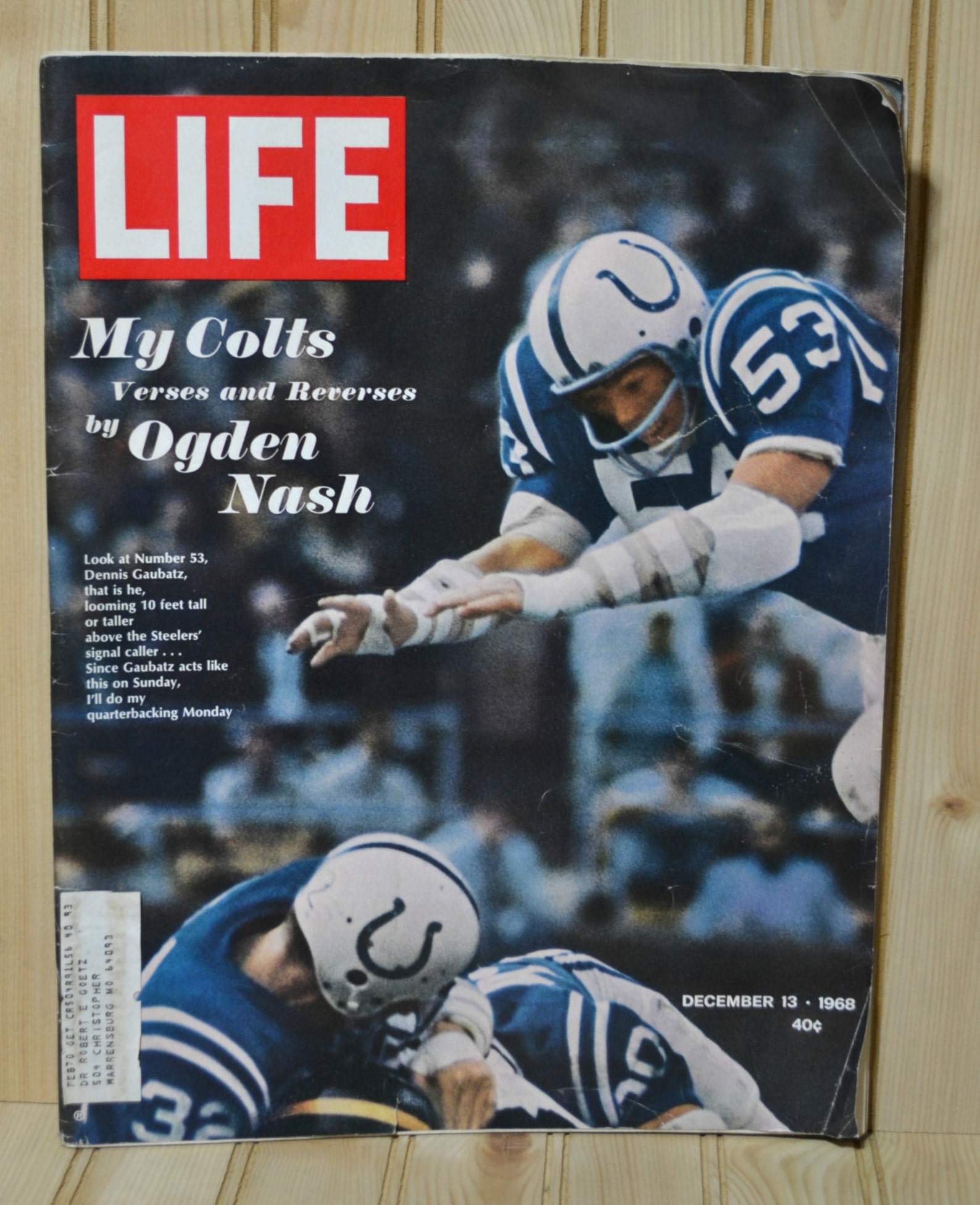 Vintage Life Magazine Dec 13 1968 Colts Football Ogden Nash | Etsy
