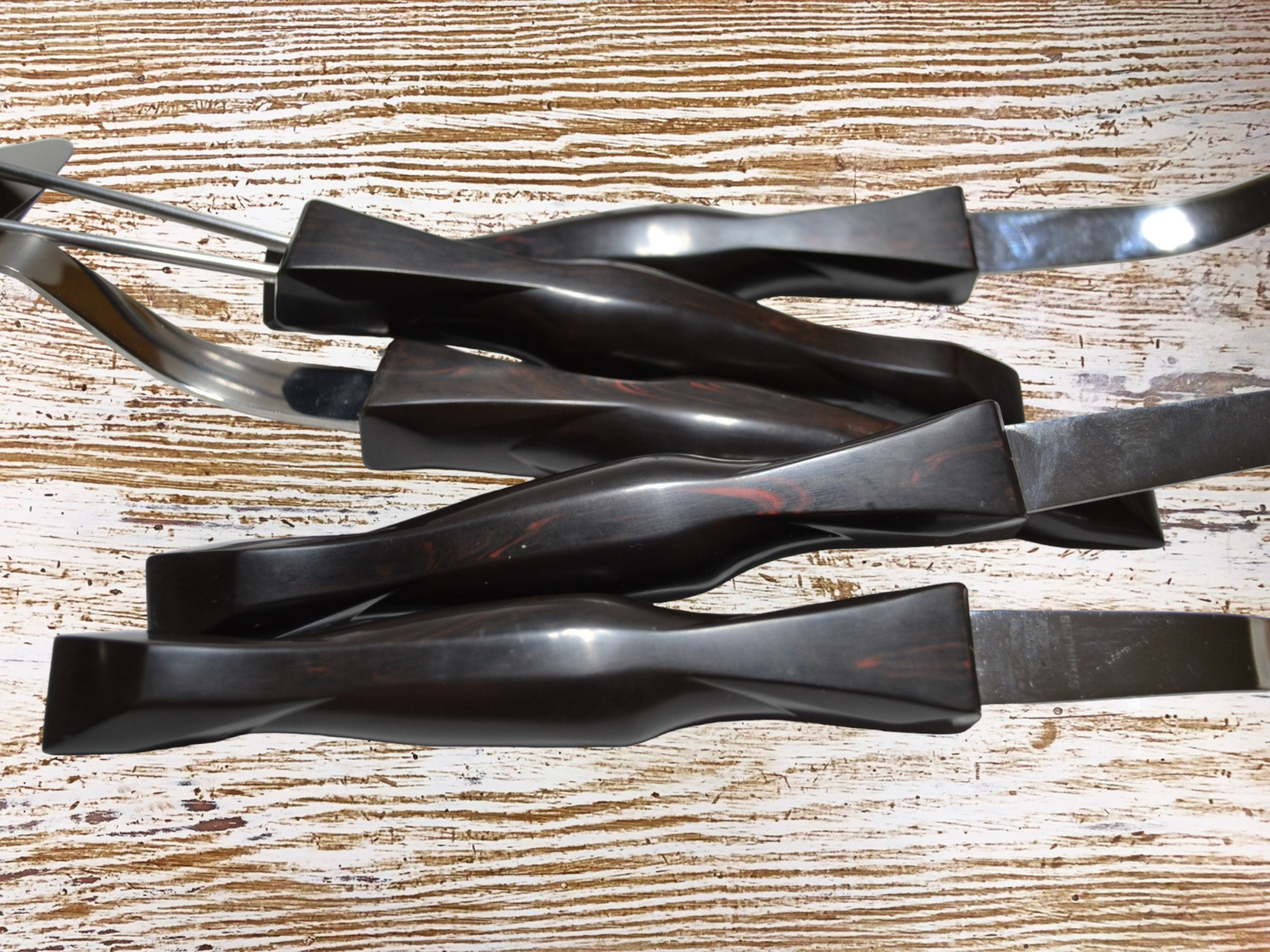 Vintage 5 Piece Cutco Cooking Utensil Hanging Rack Whisk Ladle Slotted ...