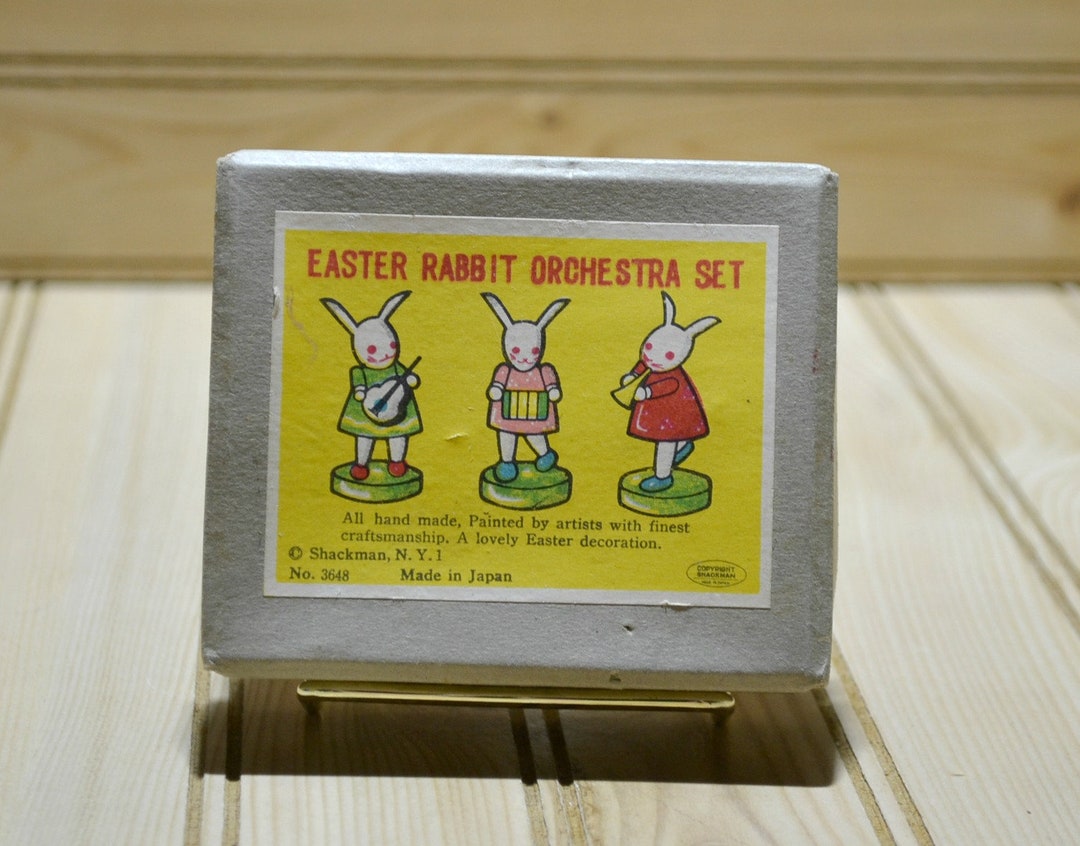 Vintage Wooden Rabbit Orchestra Set Handmade Hand Painted in - Etsy